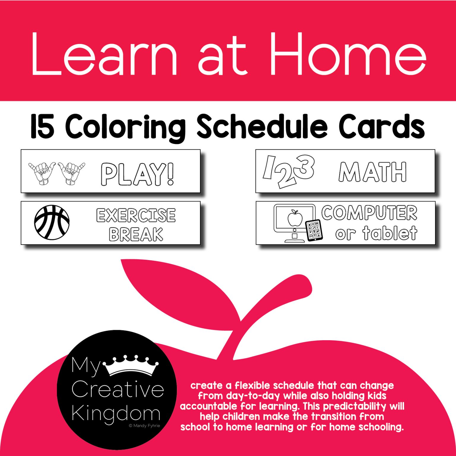 Coloring Schedule Cards - Learn from Home Distance Learning - My ...