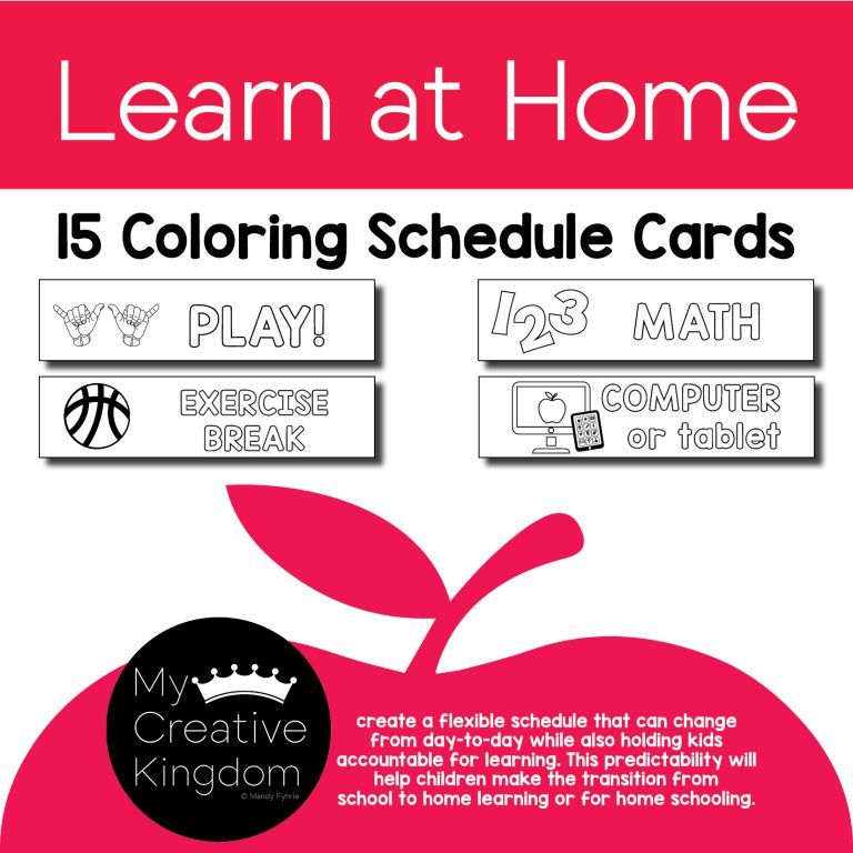 Coloring Schedule Cards - Learn from Home Distance Learning - My ...