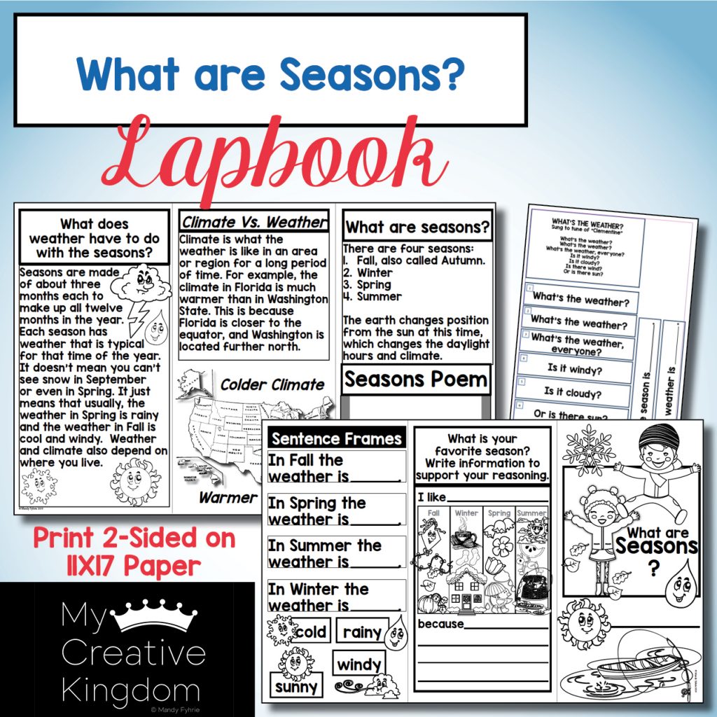 What are Seasons Kindergarten Journeys Unit 3 Lesson 11 Lap book - My ...